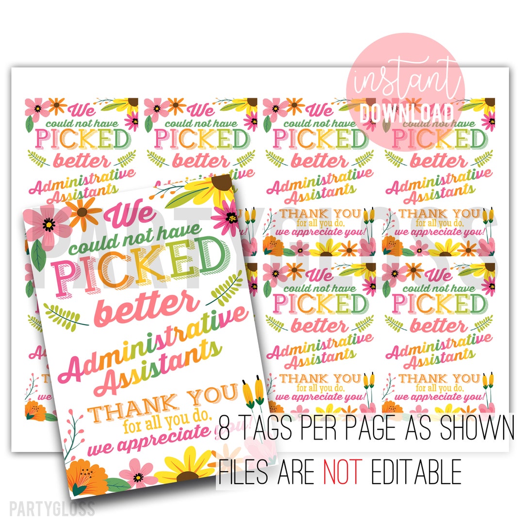 Administrative Appreciation Printable Tag | Floral Flower Tags ...
