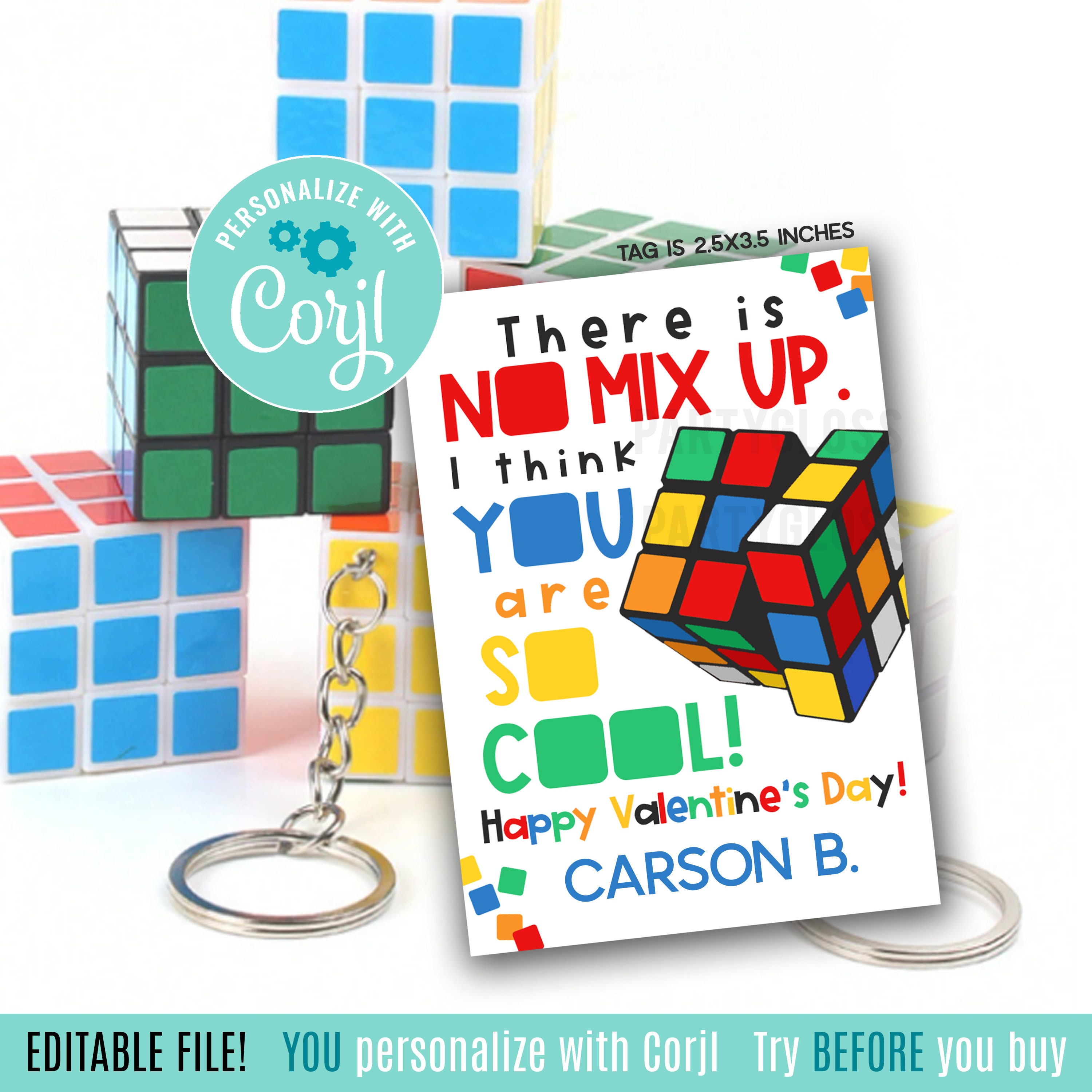 Editable Puzzle Cube Valentine's Day Printable Tags Valentine ...