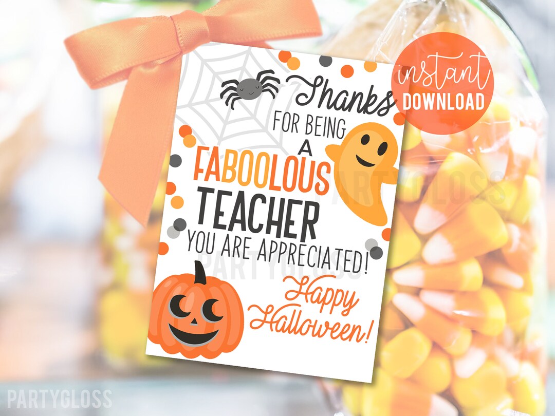 Teacher Appreciation Happy Halloween Printable Gift Tags, Thank You ...