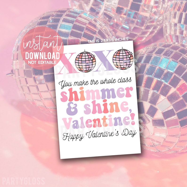 Shimmer and Shine Valentine's Day Printable Tag, Disco Aesthetic ...