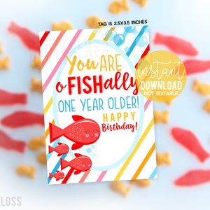 Fish Birthday Printable Tag, Swedish Goldfish Tags, Classroom Student ...
