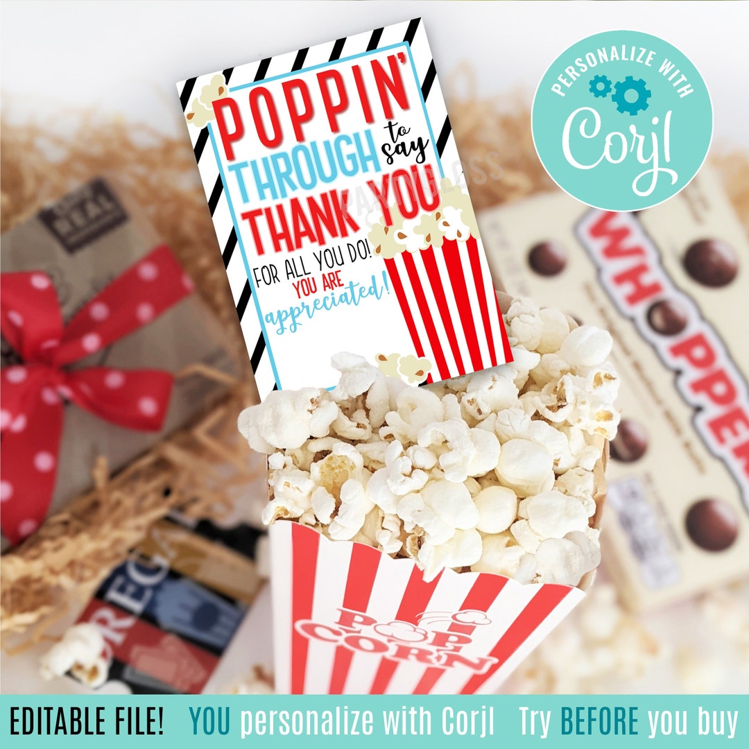 Editable Popcorn Appreciation Printable Tag | Blue Popcorn Printable ...