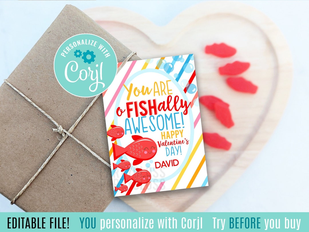 Editable Fish Valentine's Day Printable Tags Swedish Valentine ...