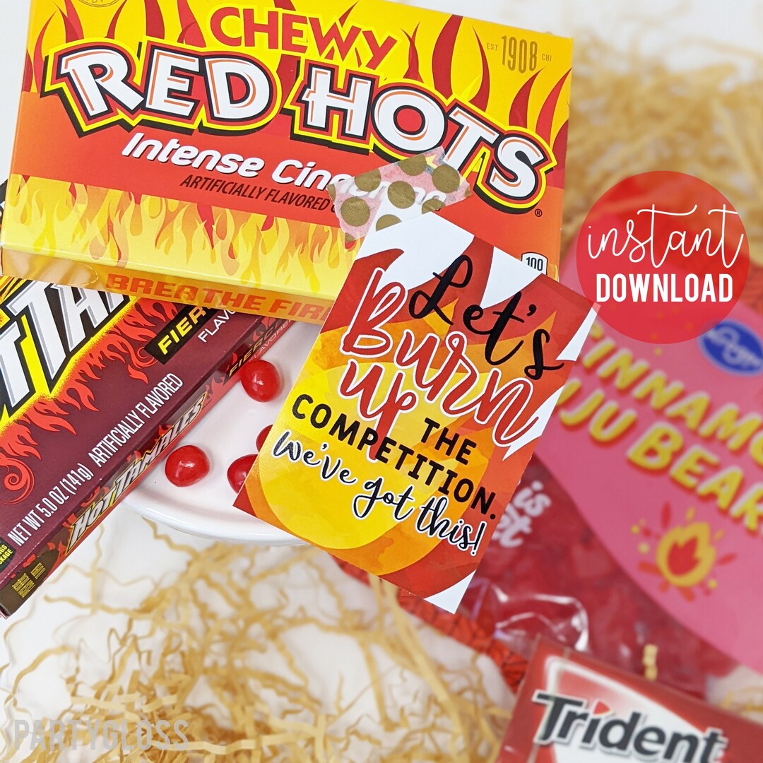 Red Hot Tamales Team Printable Gift Tags, Burn up the Competition Treat ...