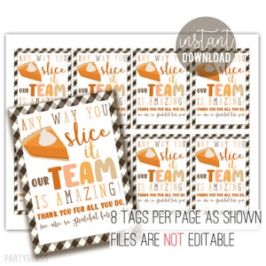 Thanksgiving Team Appreciation Printable Gift Tags, Pie Anyway You ...