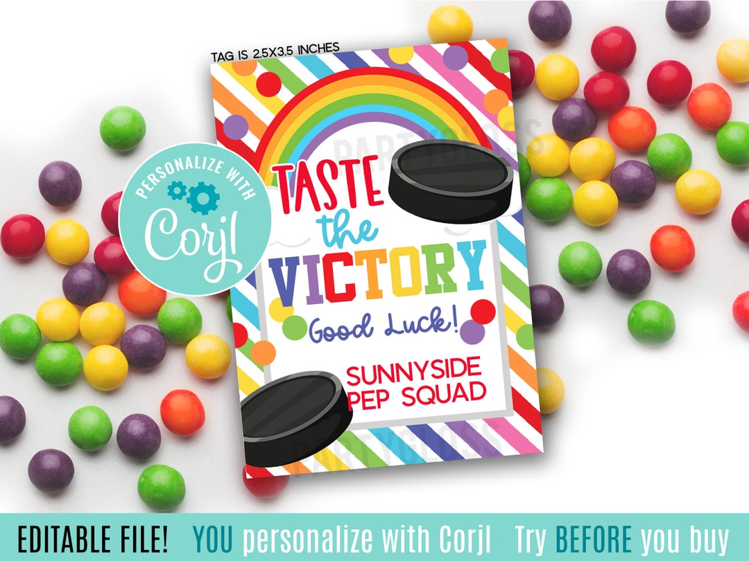 Editable Hockey Taste the Victory Printable Tags Good Luck Practice ...