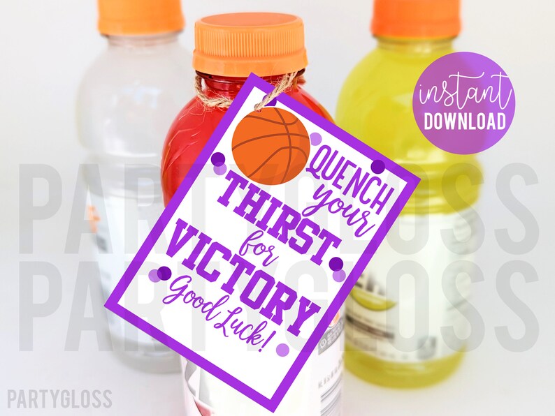 Purple Basketball Good Luck Printable 8x10 Inch Sign Quench Your Thirst ...