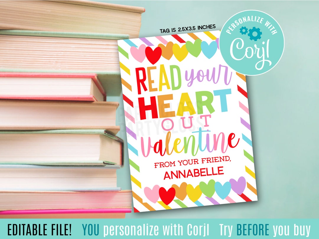 Editable Valentine's Day Read Your Heart Out Bookmark Printable Gift ...