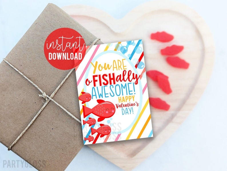 Fish Valentine's Day Printable Tag Swedish Valentine Class Valentine ...