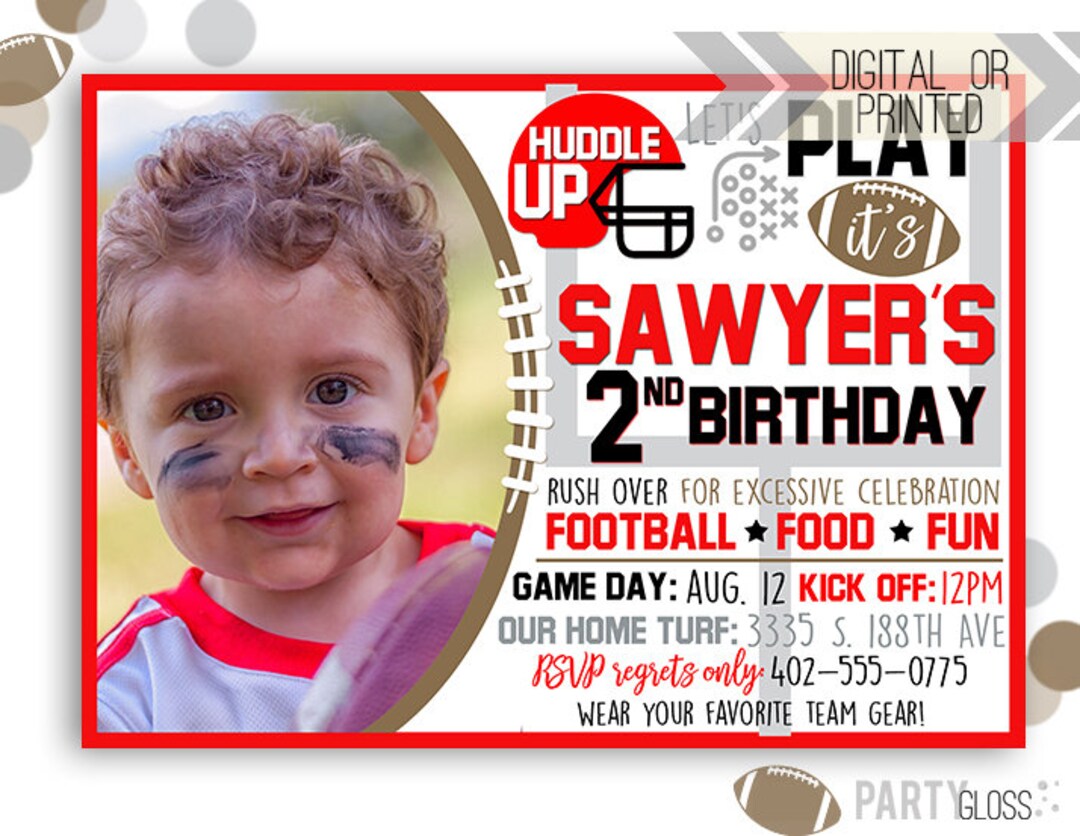 Nebraska Football Invitation - Digital or Printed | Football Printable ...