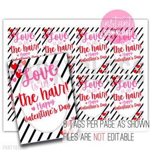 Hair Tie Scrunchie Valentine's Day Printable, Clip Valentine Love is in ...