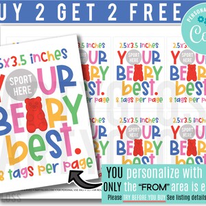 Editable Tennis Give It Your Beary Best Good Luck Printable Gift Tags ...