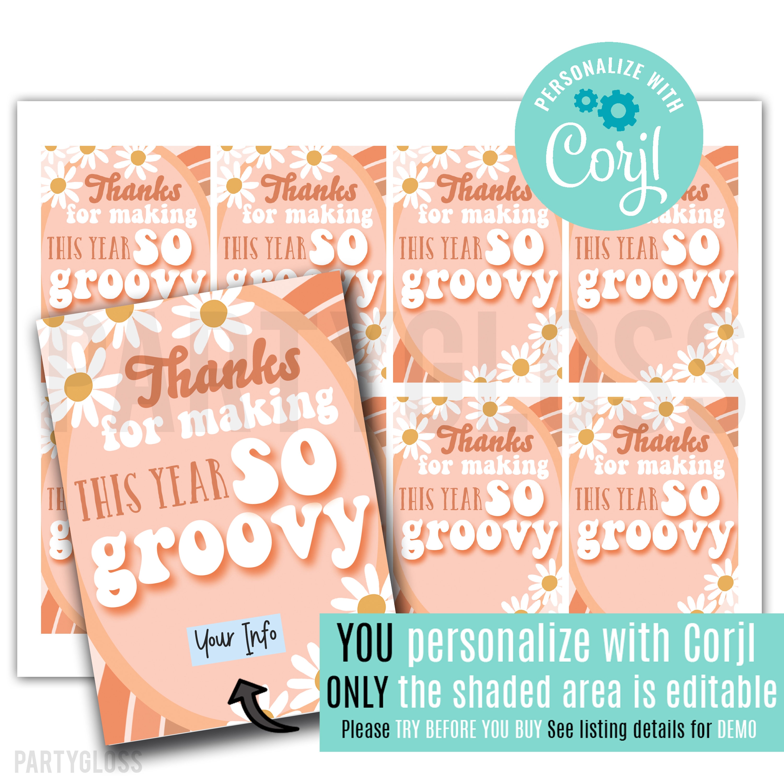 Editable End of School Year Printable Tag | Groovy Boho Daisy | Teacher ...