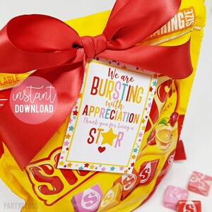 Star Candy We Are Bursting With Appreciation Printable Gift Tags ...