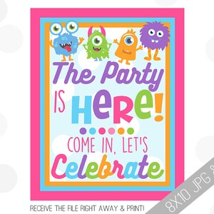 Monster Party Printables | Monster Welcome Sign | Door Sign | Girly ...