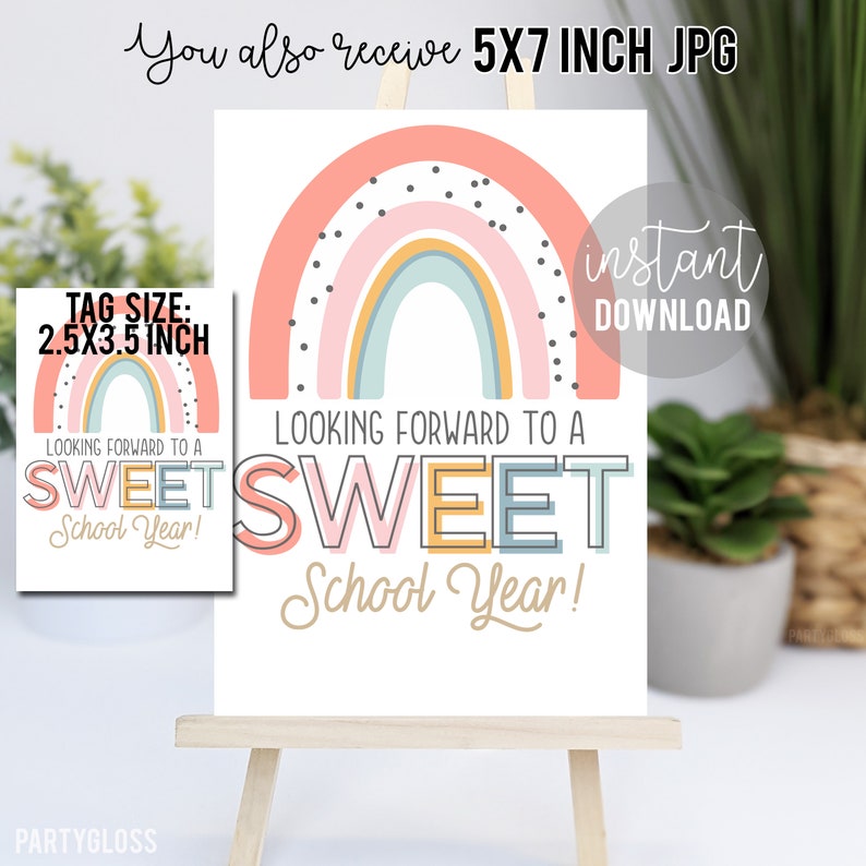 Boho Rainbow Looking Forward to A Sweet Year Back to School Printable ...