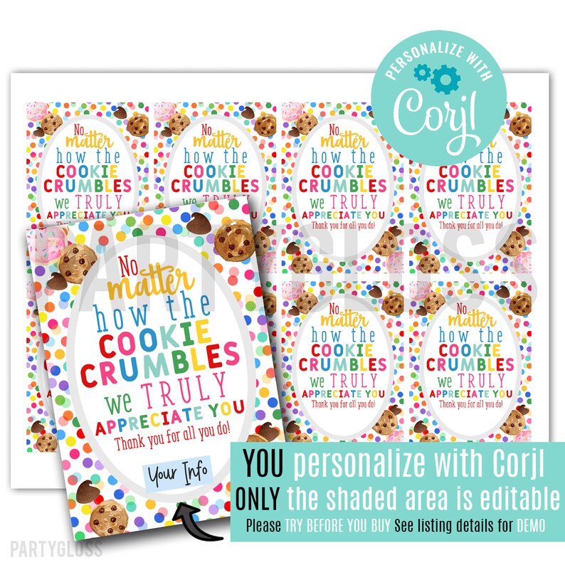 Editable Crumble Cookie Appreciation Printable Tag Printable - Etsy