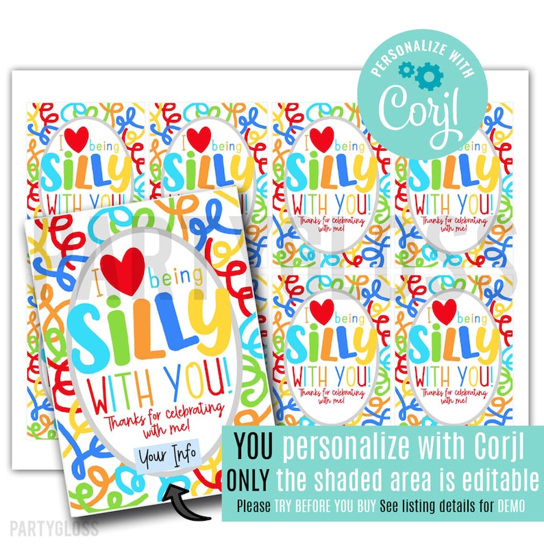 Editable Silly Favor Tag I Love Being Silly Tags Silly - Etsy