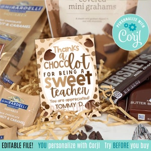 Editable Chocolate Teacher Appreciation Printable Tag | Chocolate ...