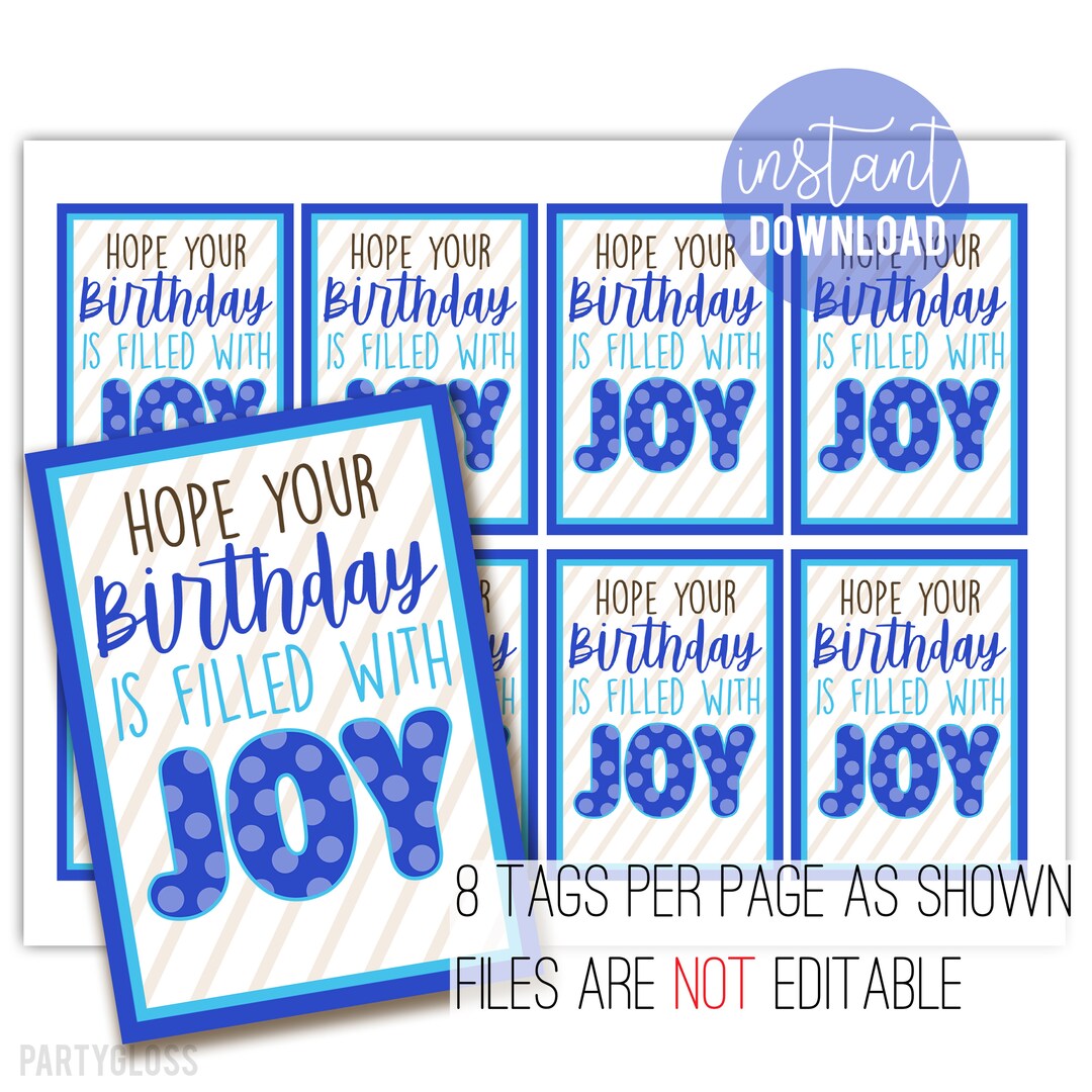 Birthday Printable Tag | Printable Joy Birthday Tags | Joy Birthday Tag ...