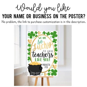 Teacher Appreciation St. Patrick's Day Printable Poster, Lucky to Have ...