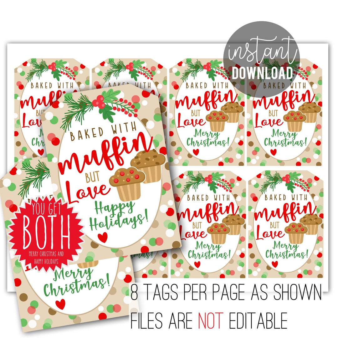 Muffin Christmas Printable Tags | Christmas Muffin Tag | Baked With ...