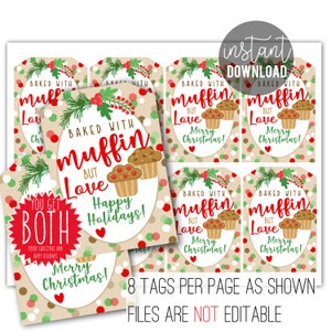 Muffin Christmas Printable Tags | Christmas Muffin Tag | Baked With ...