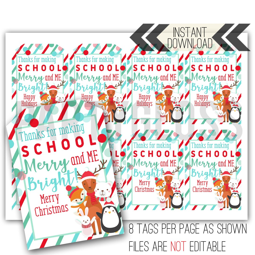 Teacher Christmas Gift Printable Tag Christmas Teacher Tag Holiday ...
