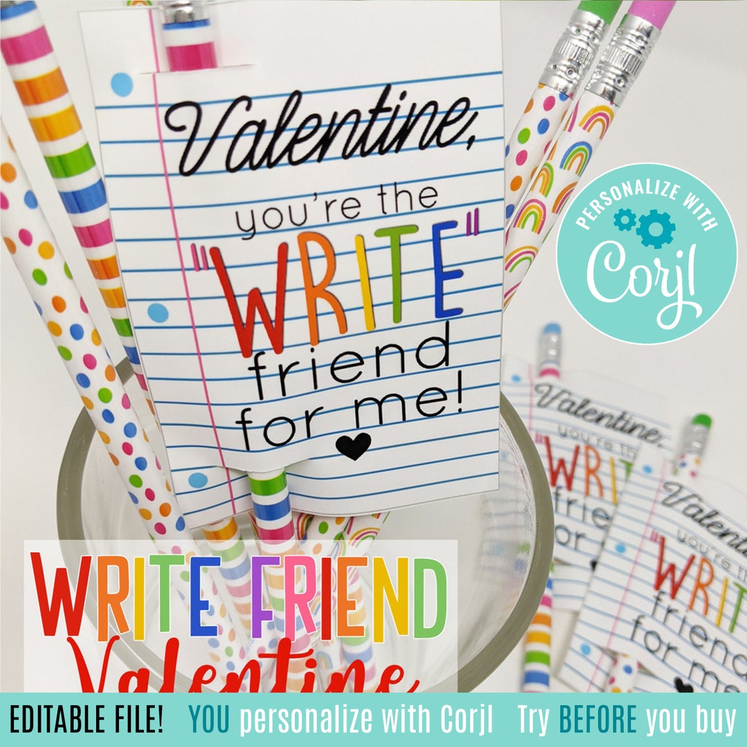 Editable Valentine's Day Printable Tags Non Food Valentine Pen Pencil ...