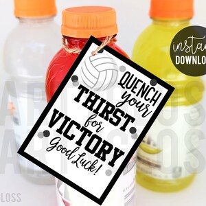 Black Volleyball Good Luck Printable 8x10 Inch Sign, Quench Your Thirst ...