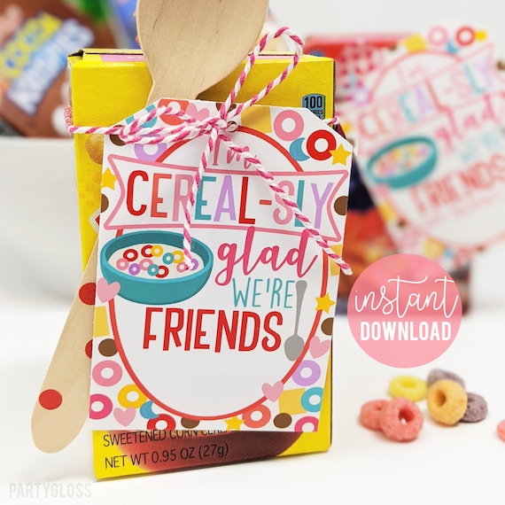 Cereal Friend Printable Tag Cereal Happy Birthday Cereal | Etsy