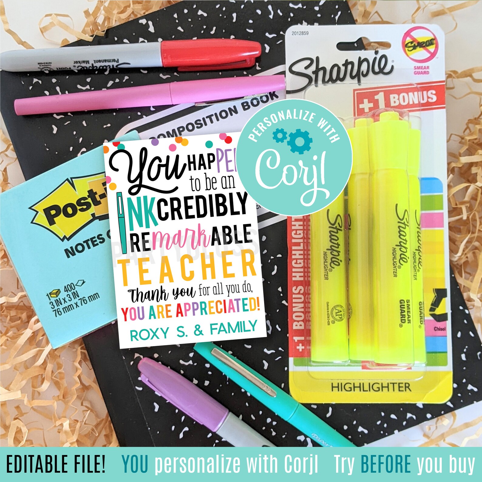 Editable Teacher Appreciation Printable Gift Tags, Inkcredibly ...
