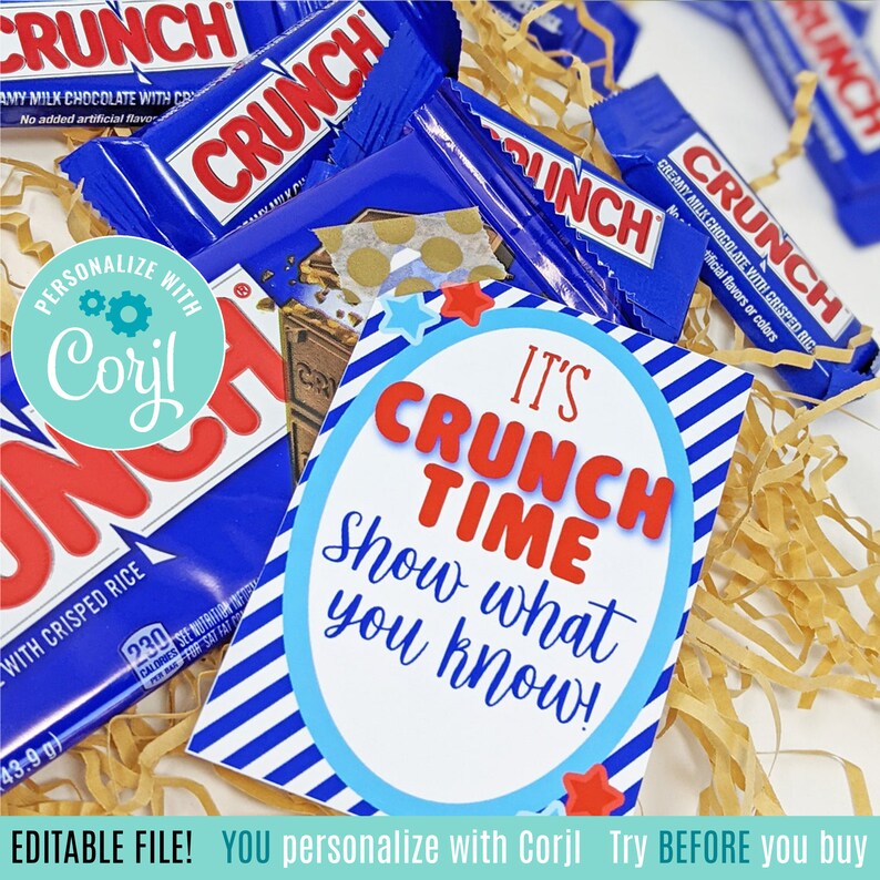Editable Crunch Time Good Luck Printable Tag | PTO PTA | Test Taking ...