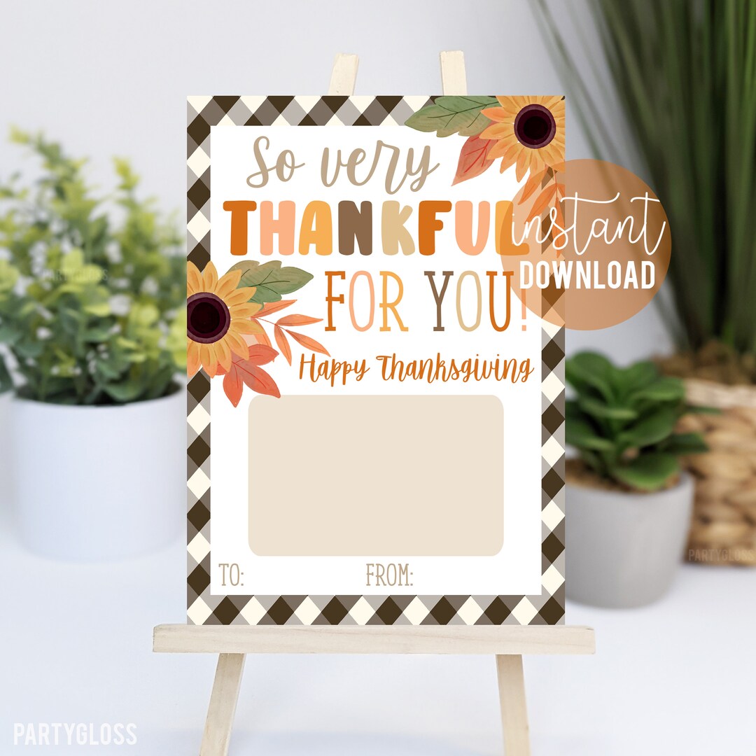 Thanksgiving Printable Gift Card Holder, so Very Thankful for You Coach ...