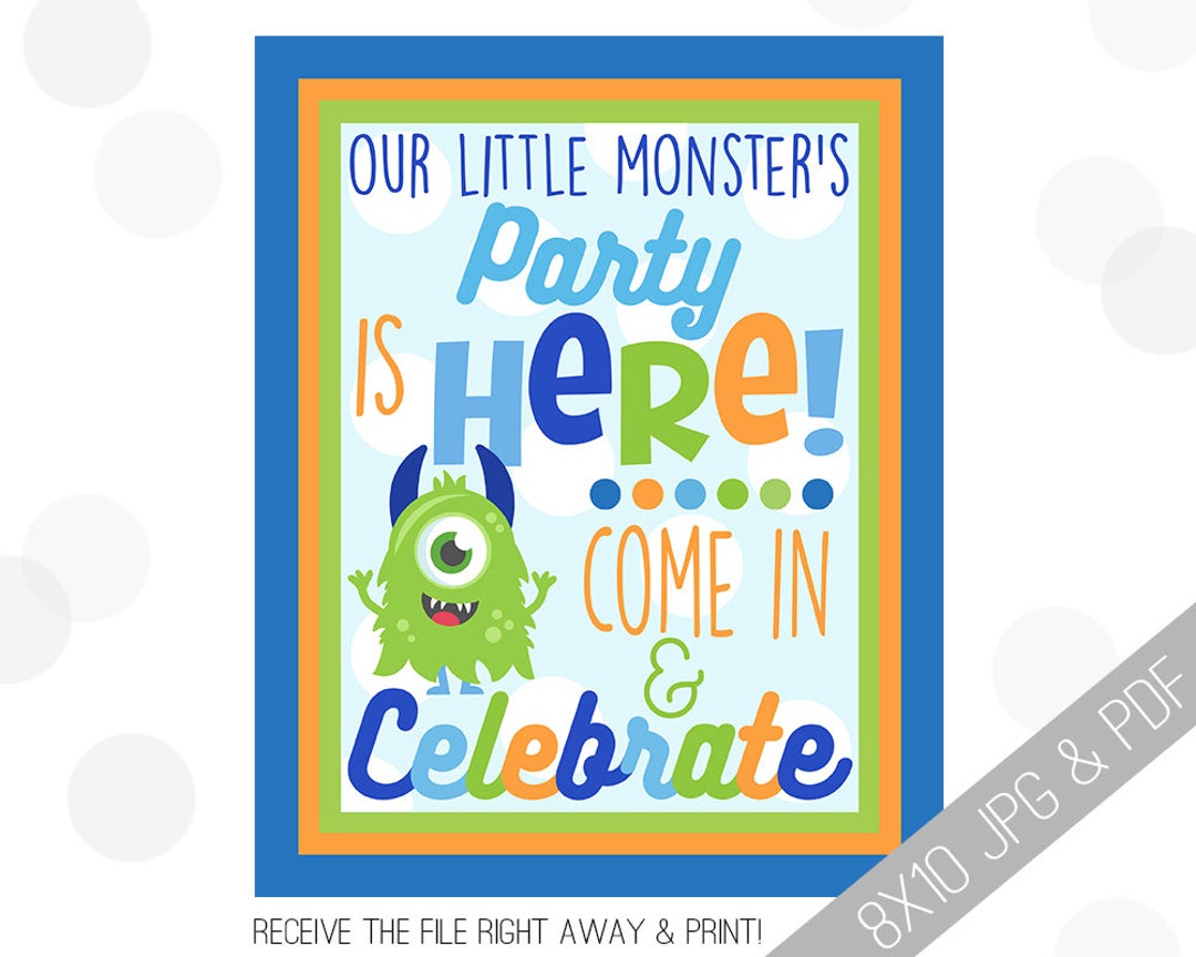 Monster Party Printables Monster Welcome Sign Door Sign - Etsy