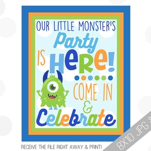 Monster Party Printables Monster Welcome Sign Door Sign - Etsy