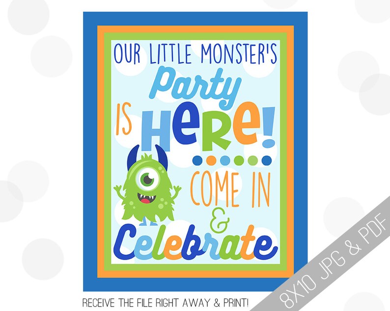 Monster Party Printables Monster Welcome Sign Door Sign - Etsy