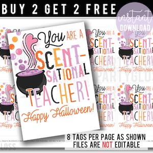 Scentsational Teacher Halloween Printable Tag, Halloween Teacher Gift ...