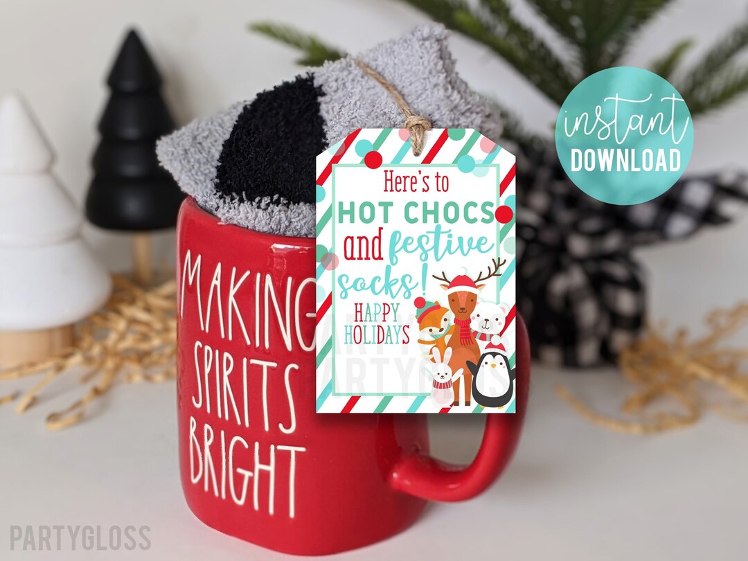 Hot Chocolate Christmas Printable Gift Tags, Holiday Hot Chocs Tag ...