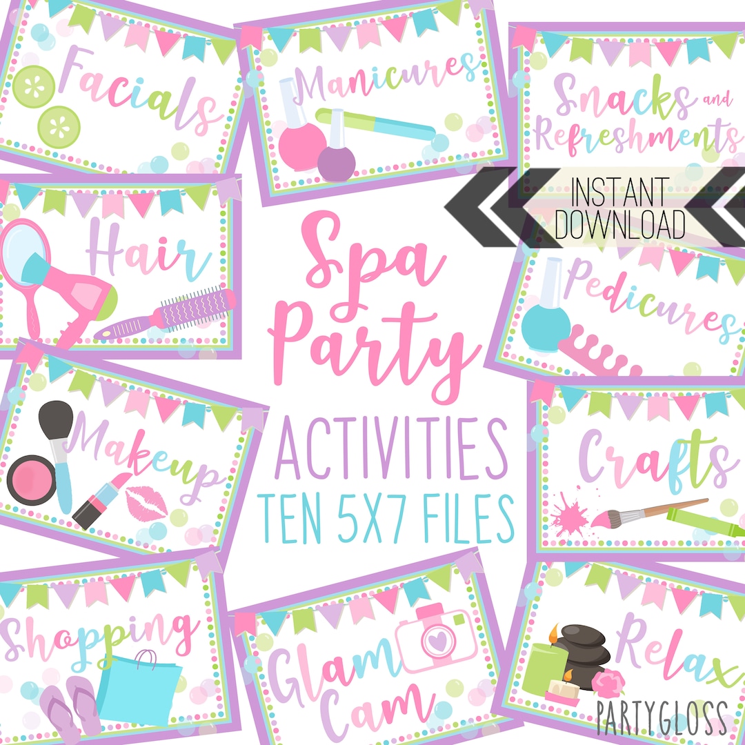 Spa Party Printable Signs | Spa Activity Station Signs | Spa Birthday ...