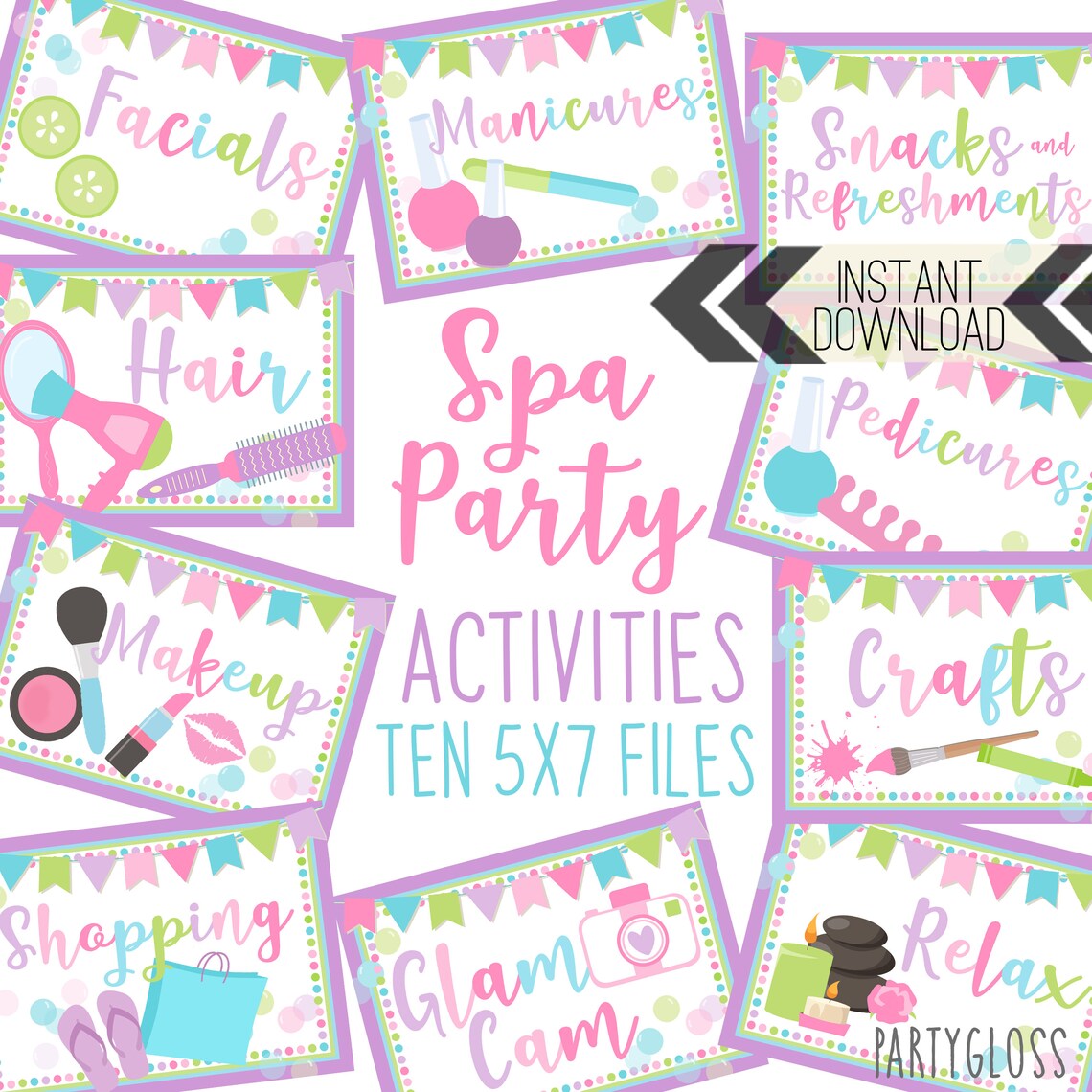 Spa Party Printable Signs | Spa Activity Station Signs | Spa Birthday ...