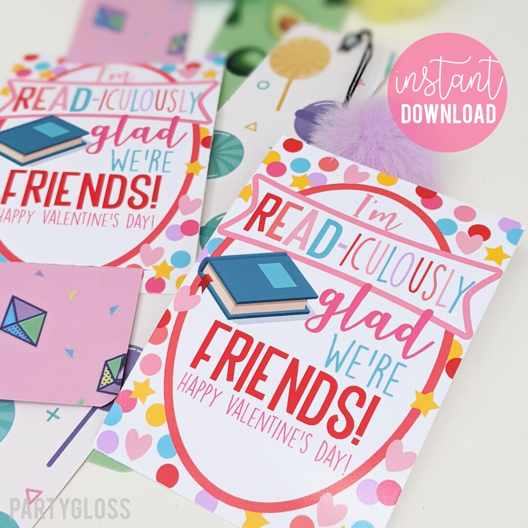 Bookmark Valentine's Day Printable Gift Tag Book Valentine Non Food ...