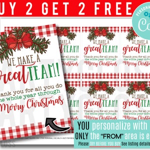 Editable We Make A Great Team Merry Christmas Appreciation Printable ...