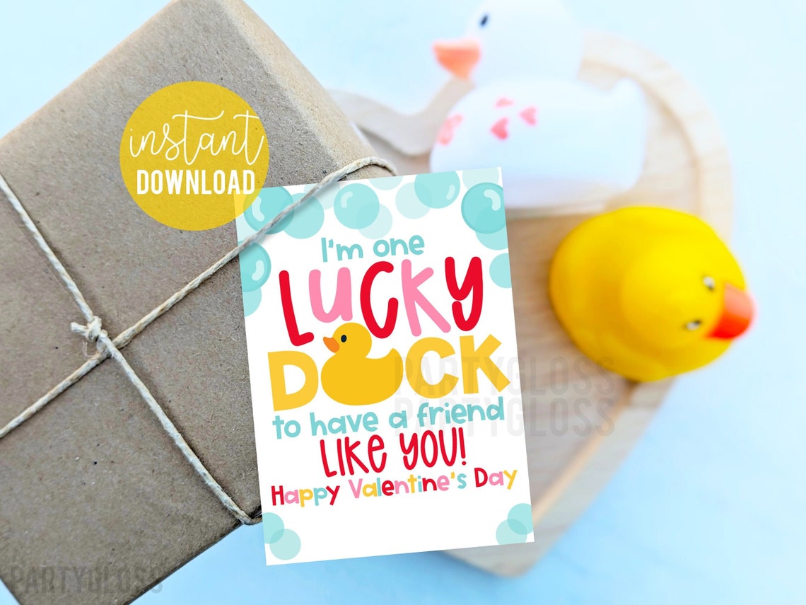 Rubber Duck Valentine Lucky Duck Printable Non Food - Etsy