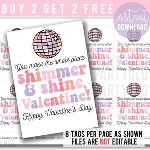 Shimmer and Shine Valentine's Day Printable Tag, Disco Aesthetic ...