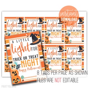 Halloween Glow Stick Printable Tag | Trick or Treat Tag | Candy Tags ...