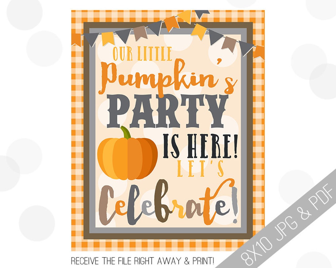 Pumpkin Party Printable Sign Pumpkin Welcome Sign Fall Door Sign Fall ...
