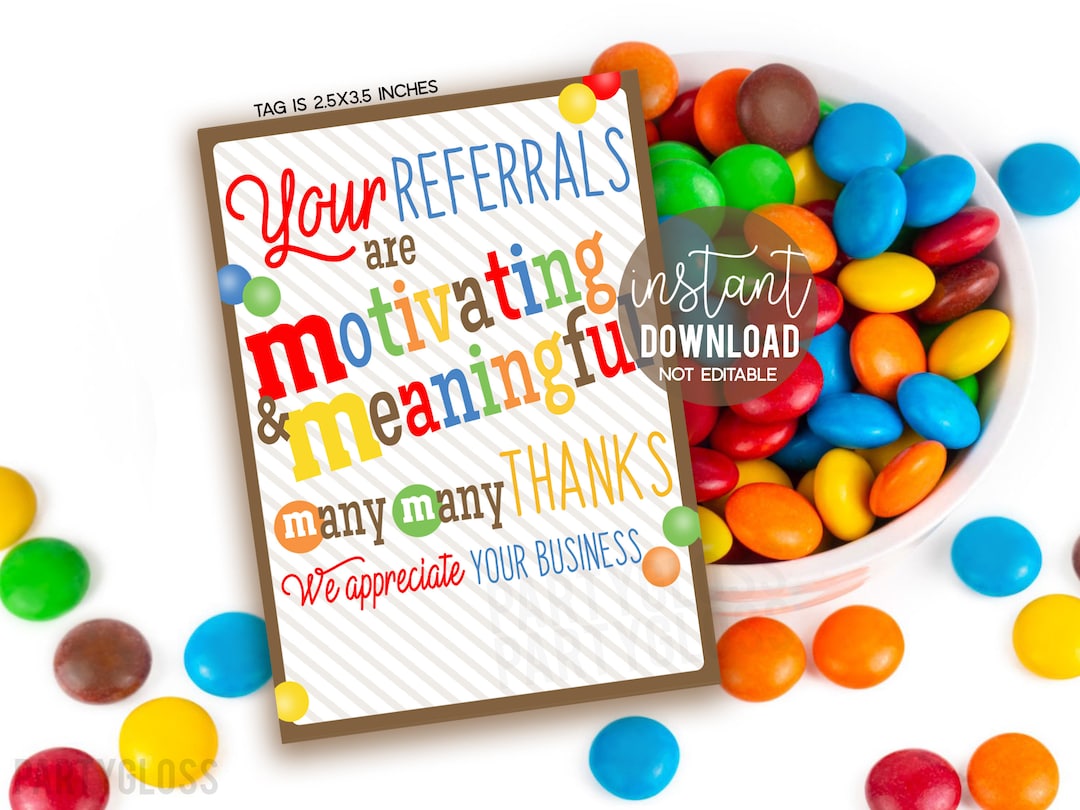 Referral Appreciation Printable Gift Tags, MM Client Your Referrals ...
