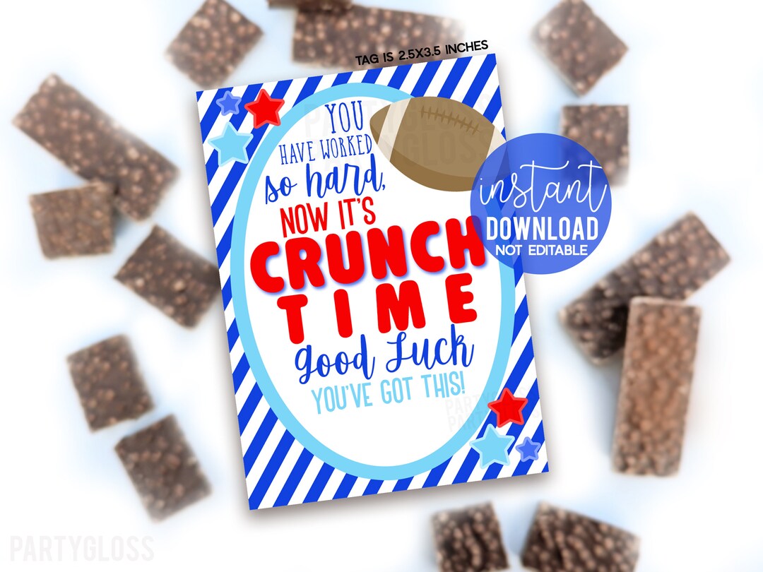 Football Crunch Time Good Luck Printable Gift Tags, Chocolate Bar Candy ...