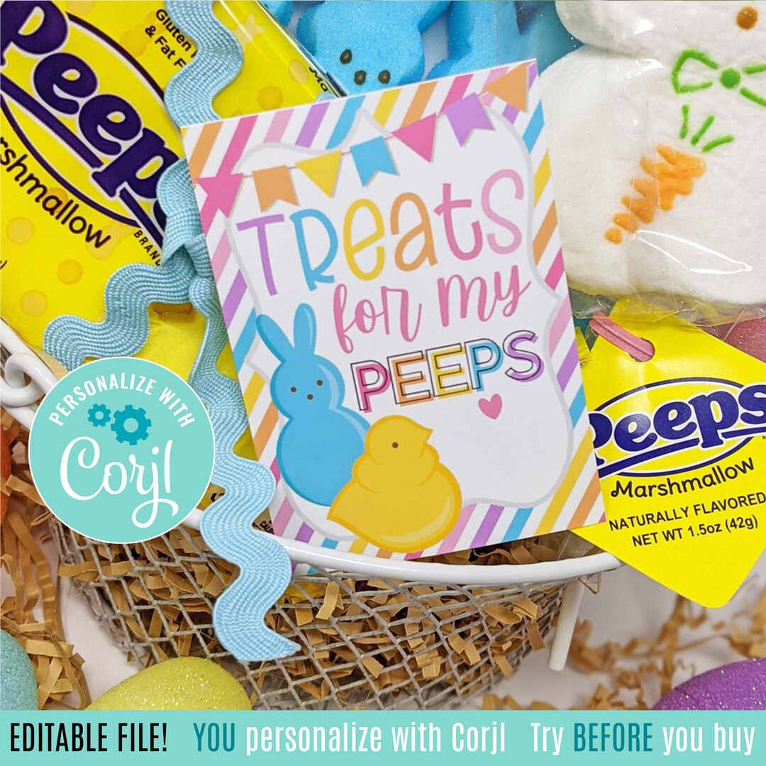 Editable Easter Peeps Printable Tags, Treats for My Peeps, Staff ...